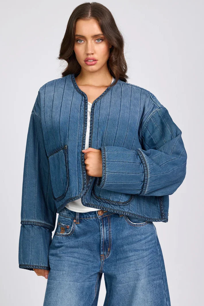 Denim Wadded Jacket | Deep Pacifica Blue – ELSHAM BOUTIQUE
