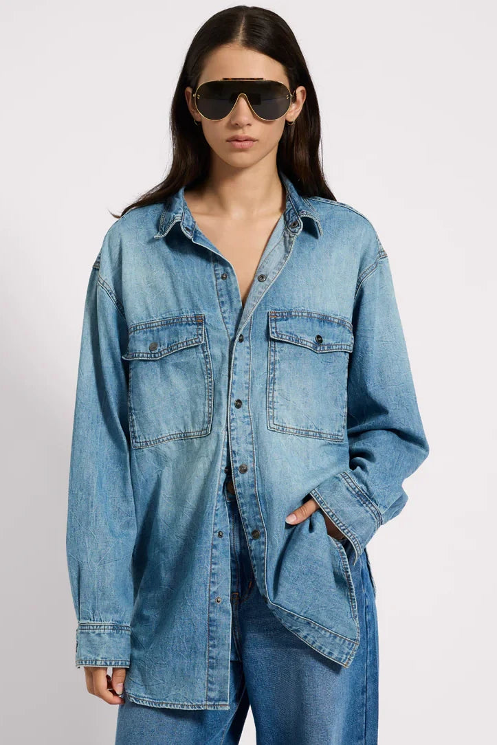 One Teaspoon - Essential Denim Shirt - womens clothing - Blue Crush ...