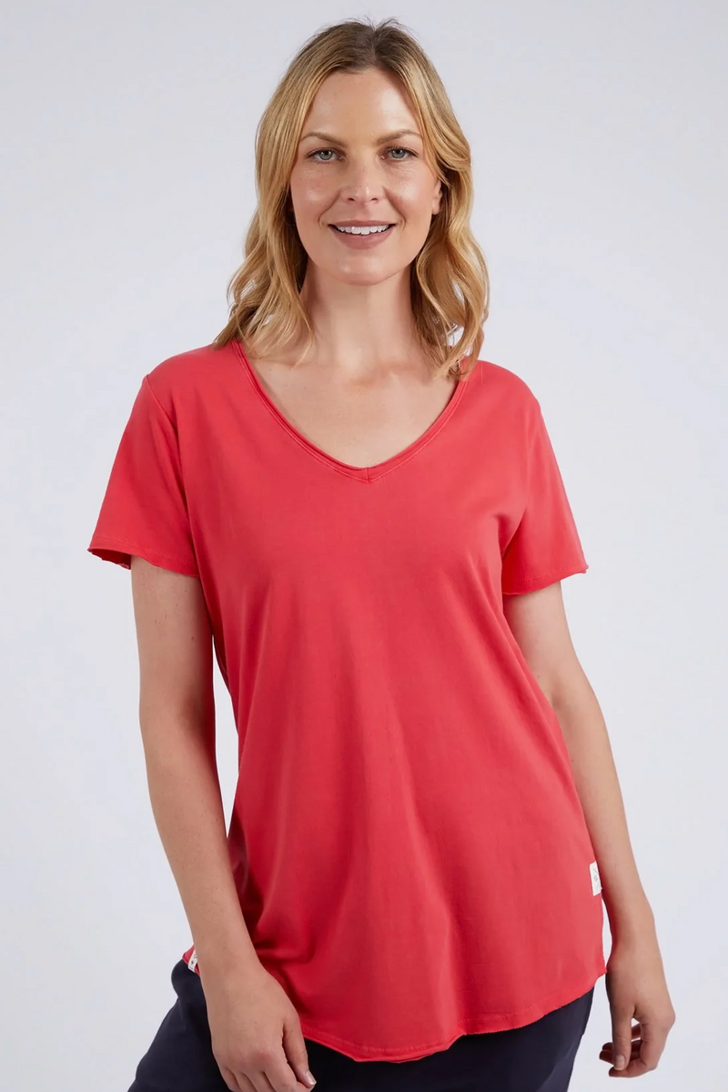 ELM LIFESTYLE - Fundamental Vee Tee - Womens - Lounge wear Casual red ...