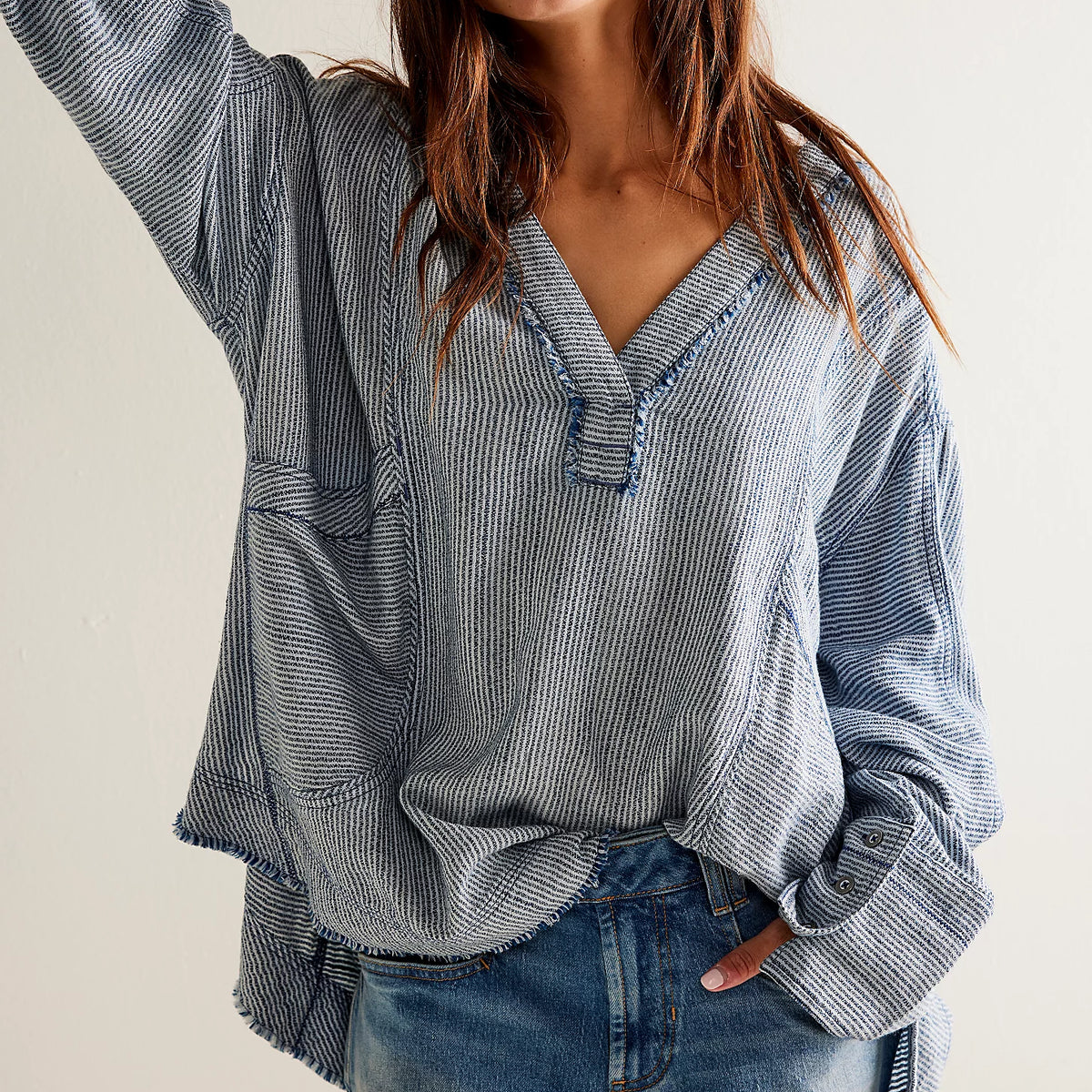 FREE PEOPLE - By The Shore Shirt - womens clothing - peasant shirt ...