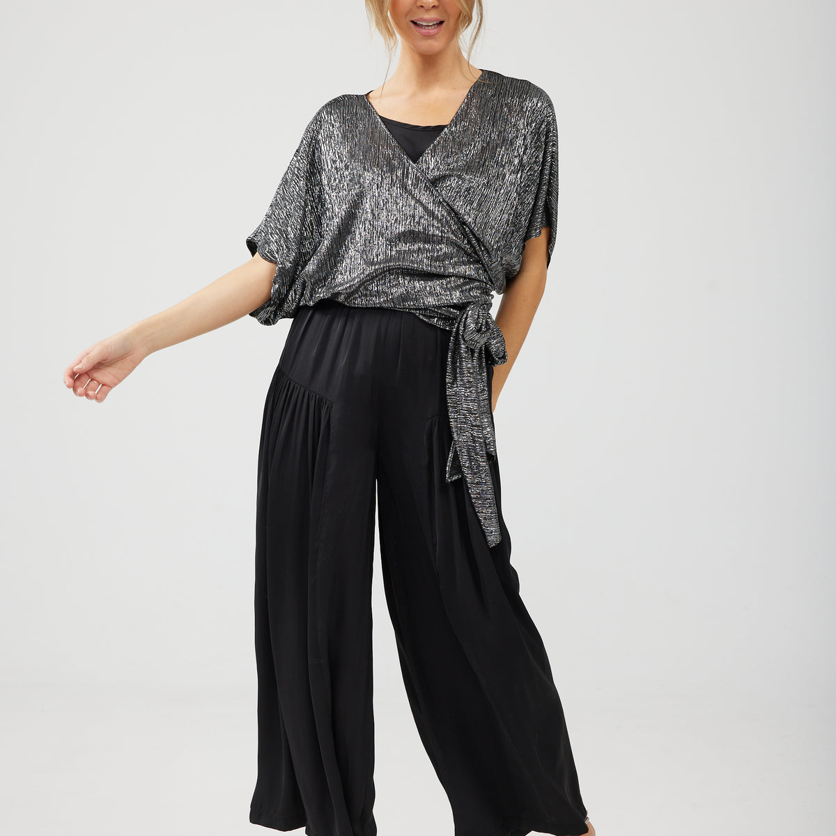 Brave + True - Destiny Overwrap in Black and Silver - Womens Clothing ...