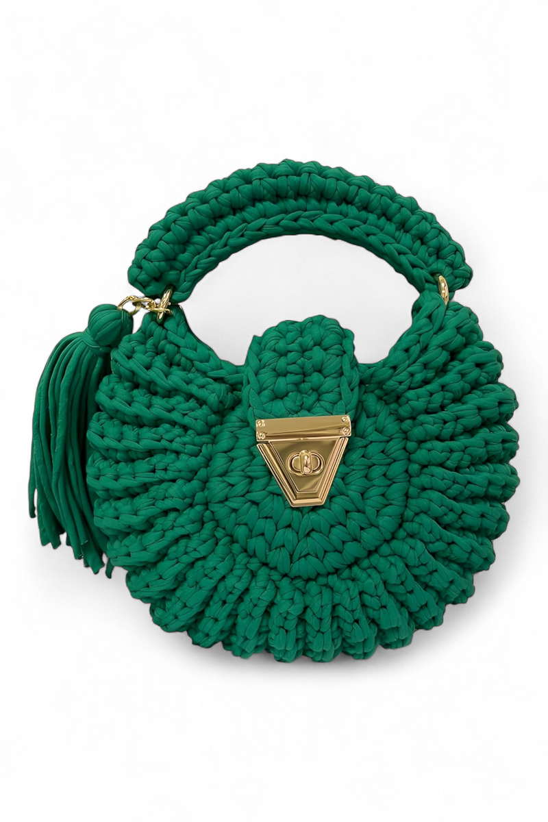 CHQEL - Crochet Round Mussel Clutch | Green - WOMENS ACCESSORIES ...
