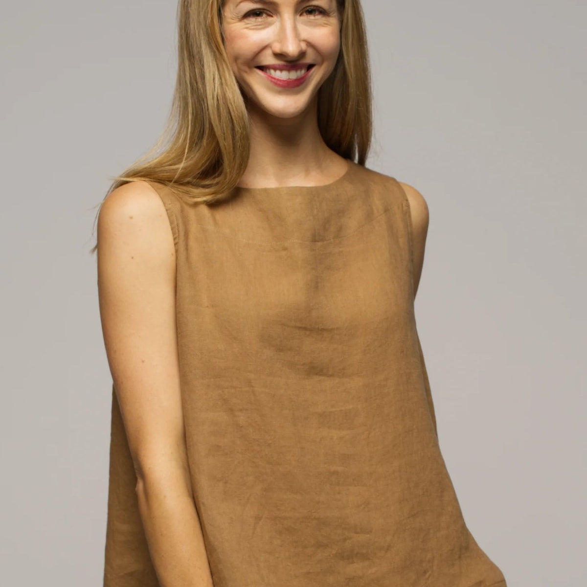 Linen Singlet | Cognac – ELSHAM BOUTIQUE