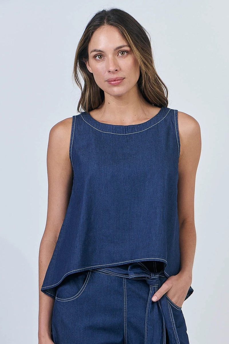 GA506 Linen Top | Chambray – ELSHAM BOUTIQUE