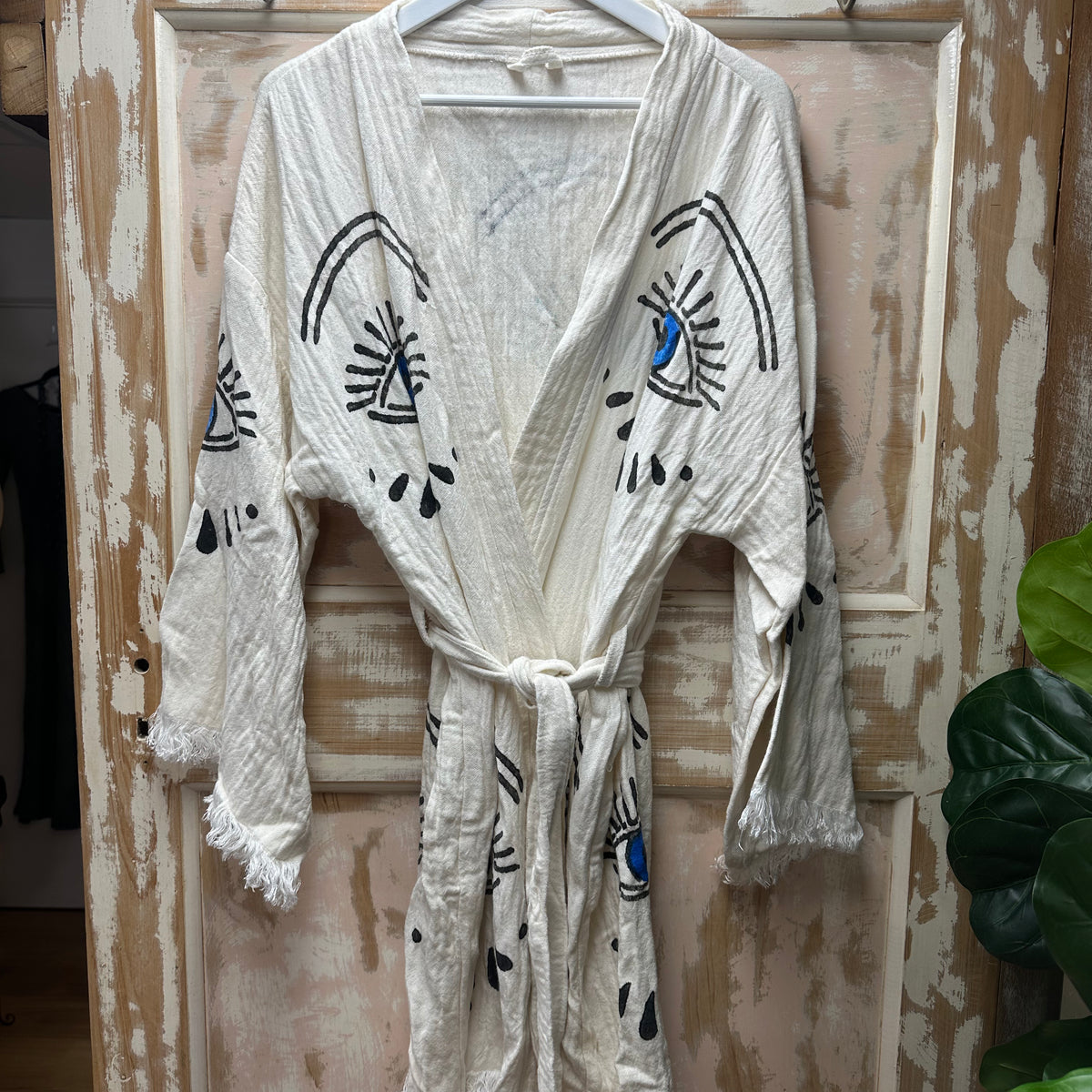 Turkish Cotton Evil Eye Robe In Blue – ELSHAM BOUTIQUE