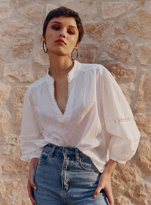 Marie Louise De Monteray - Luna Blouse - Womens Clothing - Chalk ...