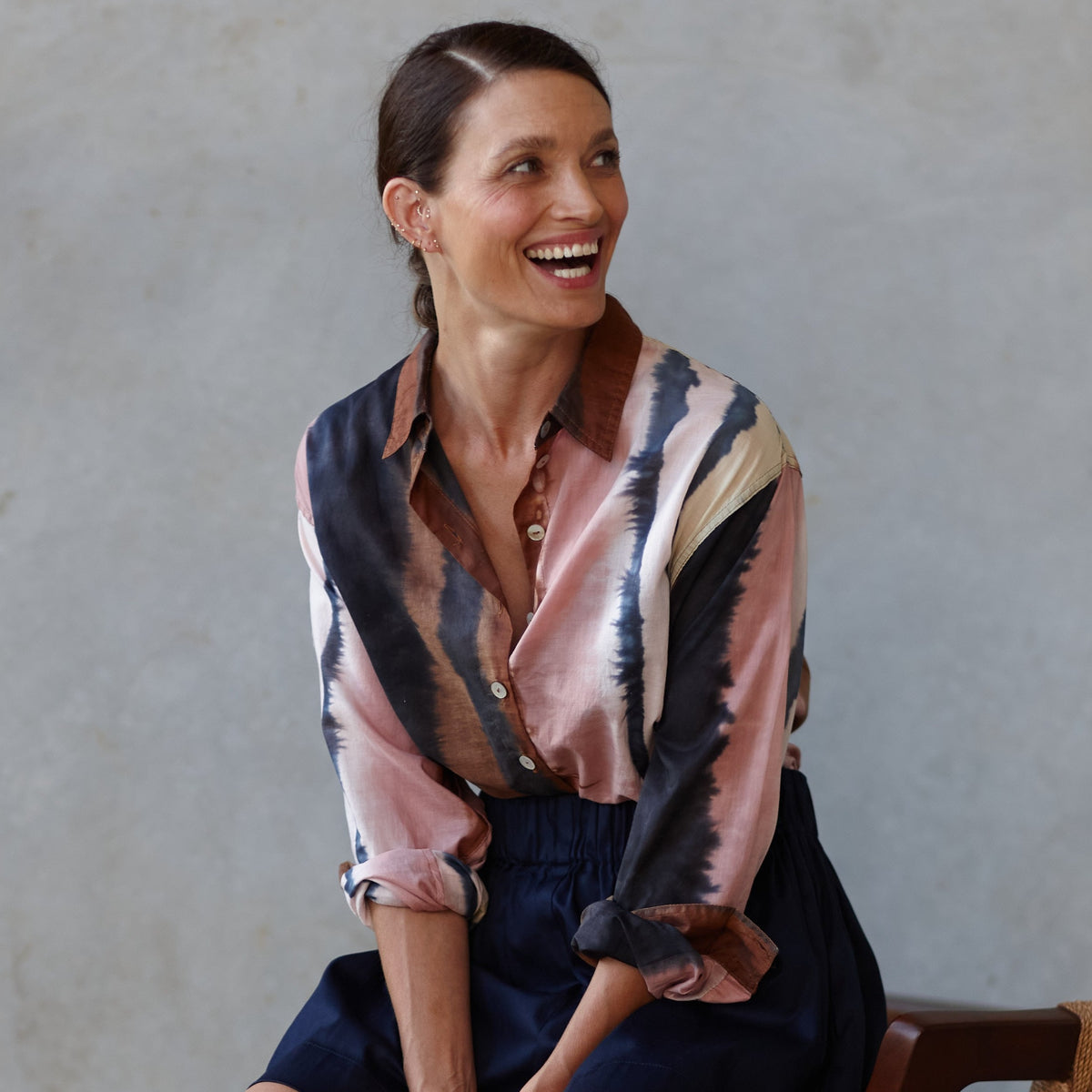 Natasha the Label - Ivy Button Shirt in Campania Bold Stripe - Women's ...