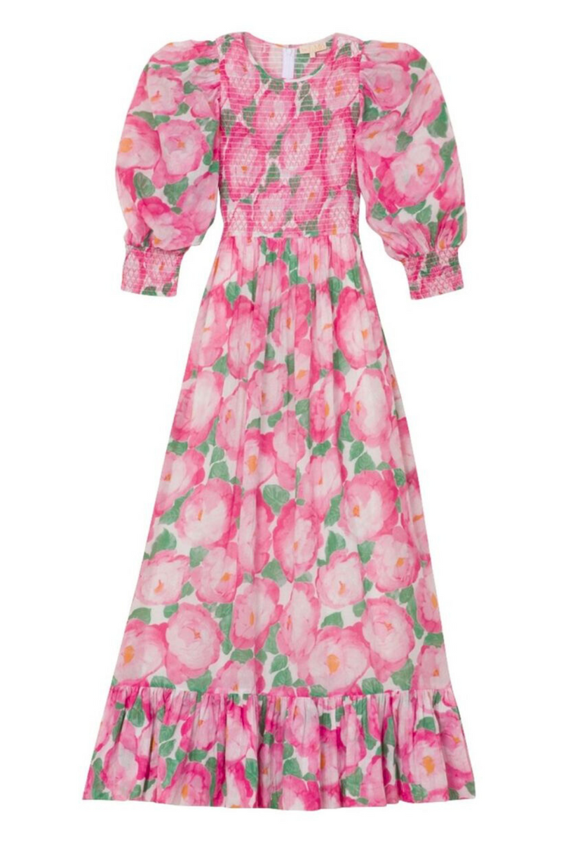 byTiMo - Bohemian Smocking Dress - Womens Clothing - Peonies - midi ...