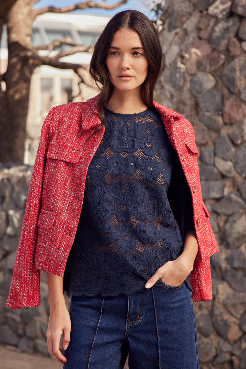 zoe kratzmann - Adjoin Jacket - womens clothing - red - Fire - Boucle ...