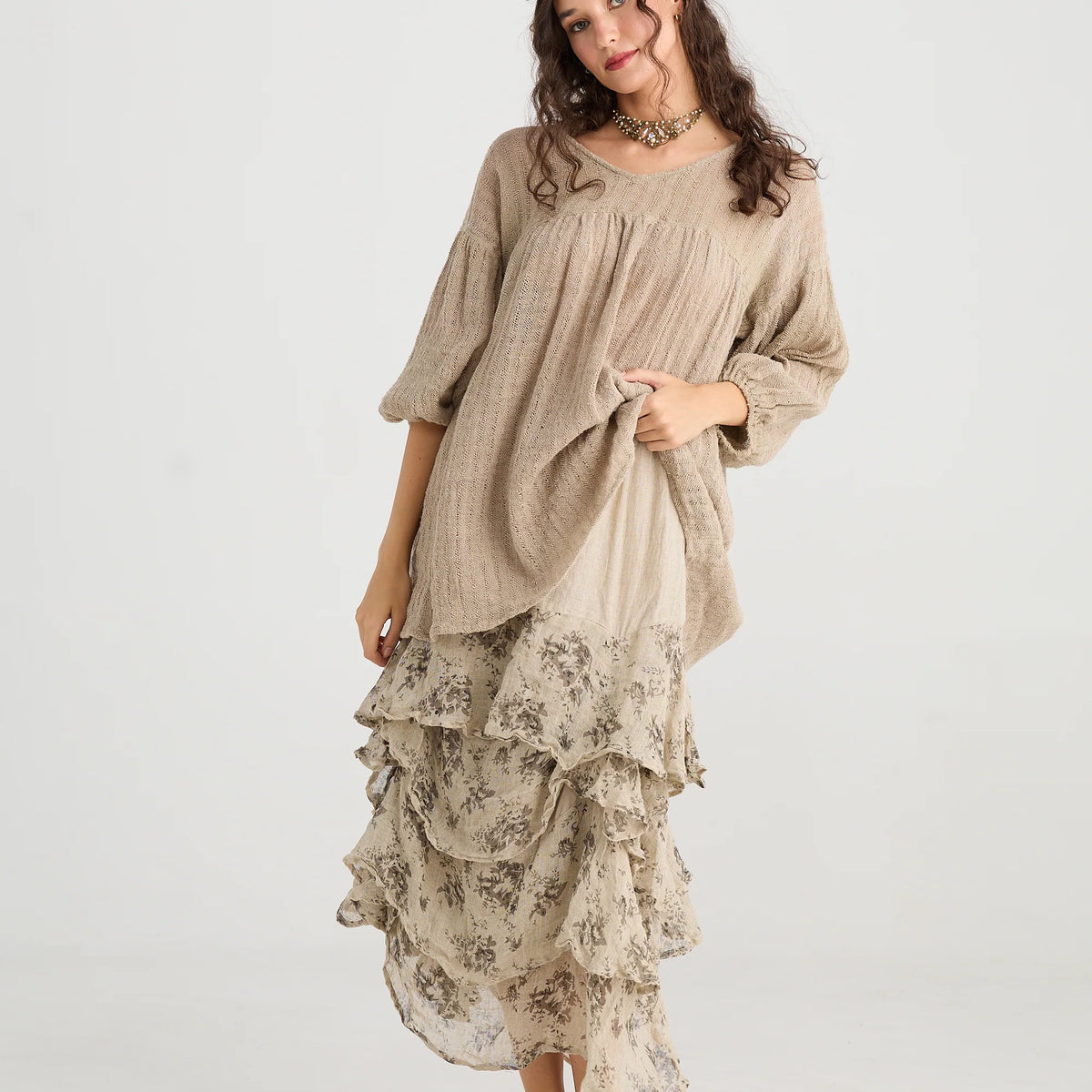 Miss Rose Sister Violet - Angelica Linen Gauze Floral Skirt - womens ...