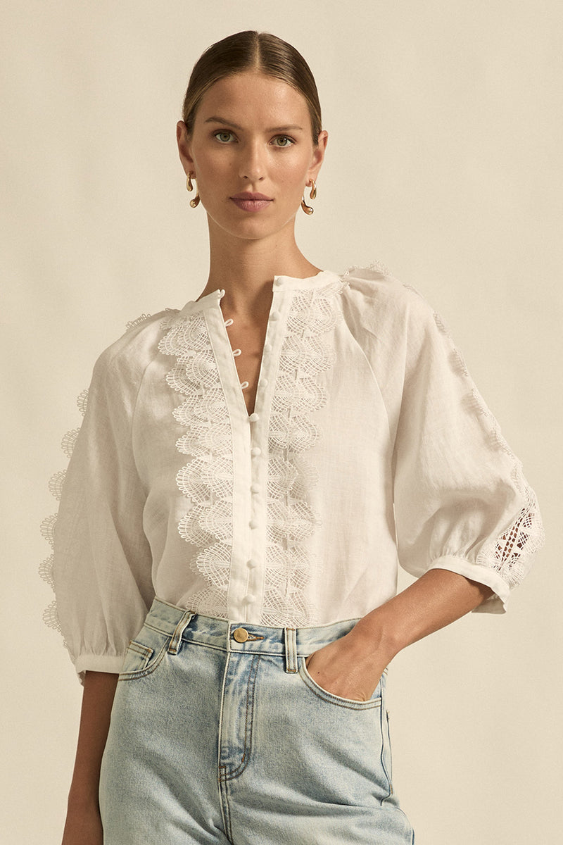 Bouquet Top | Porcelain – ELSHAM BOUTIQUE