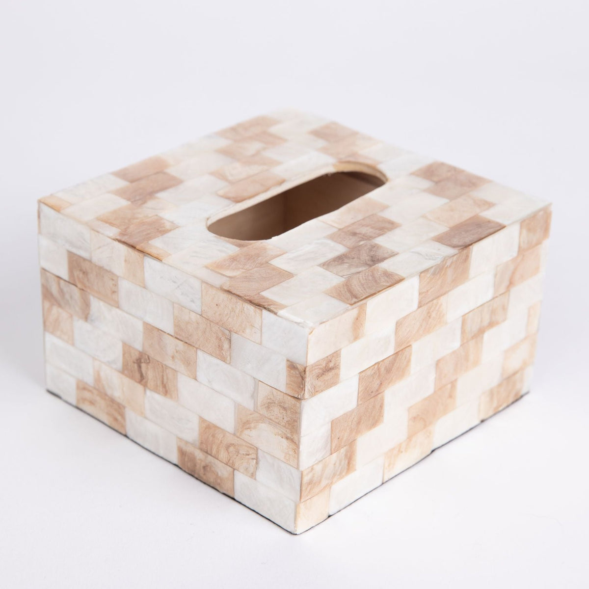 Holiday Home - Tissue Box Holder - Homewares - Gold & White Check ...