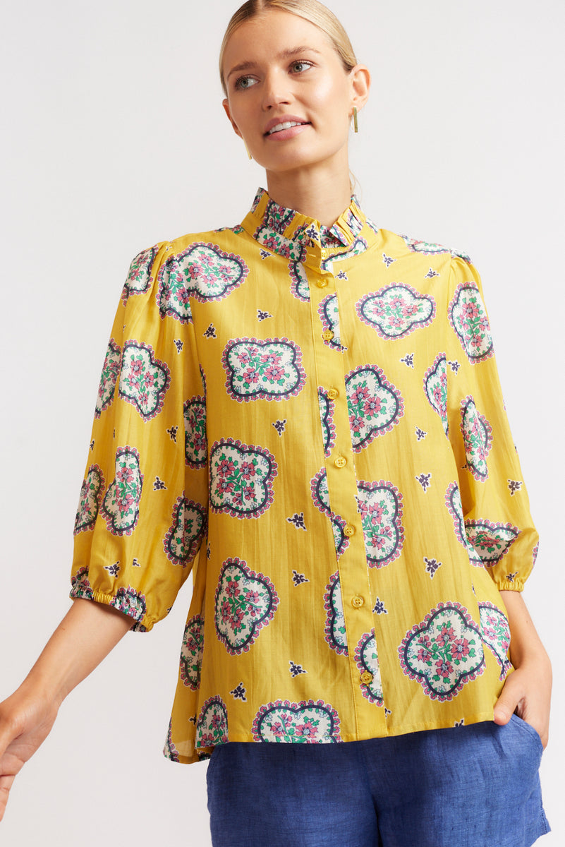 Alessandra - Lume Shirt in Mustard Mosaic - Womens Clothing - new ...