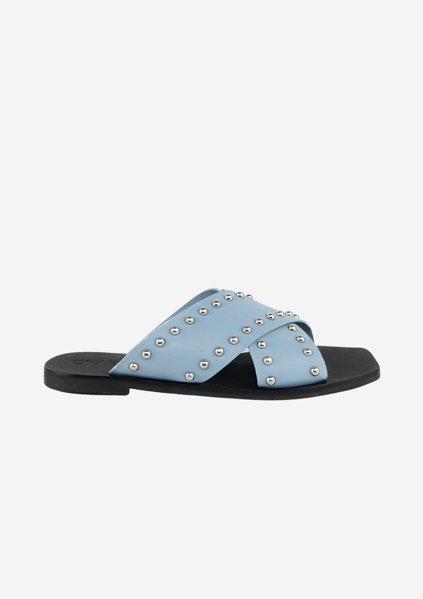 Caverley Shoes - River Slide - Womens - Leather Slides Ice Blue studs ...
