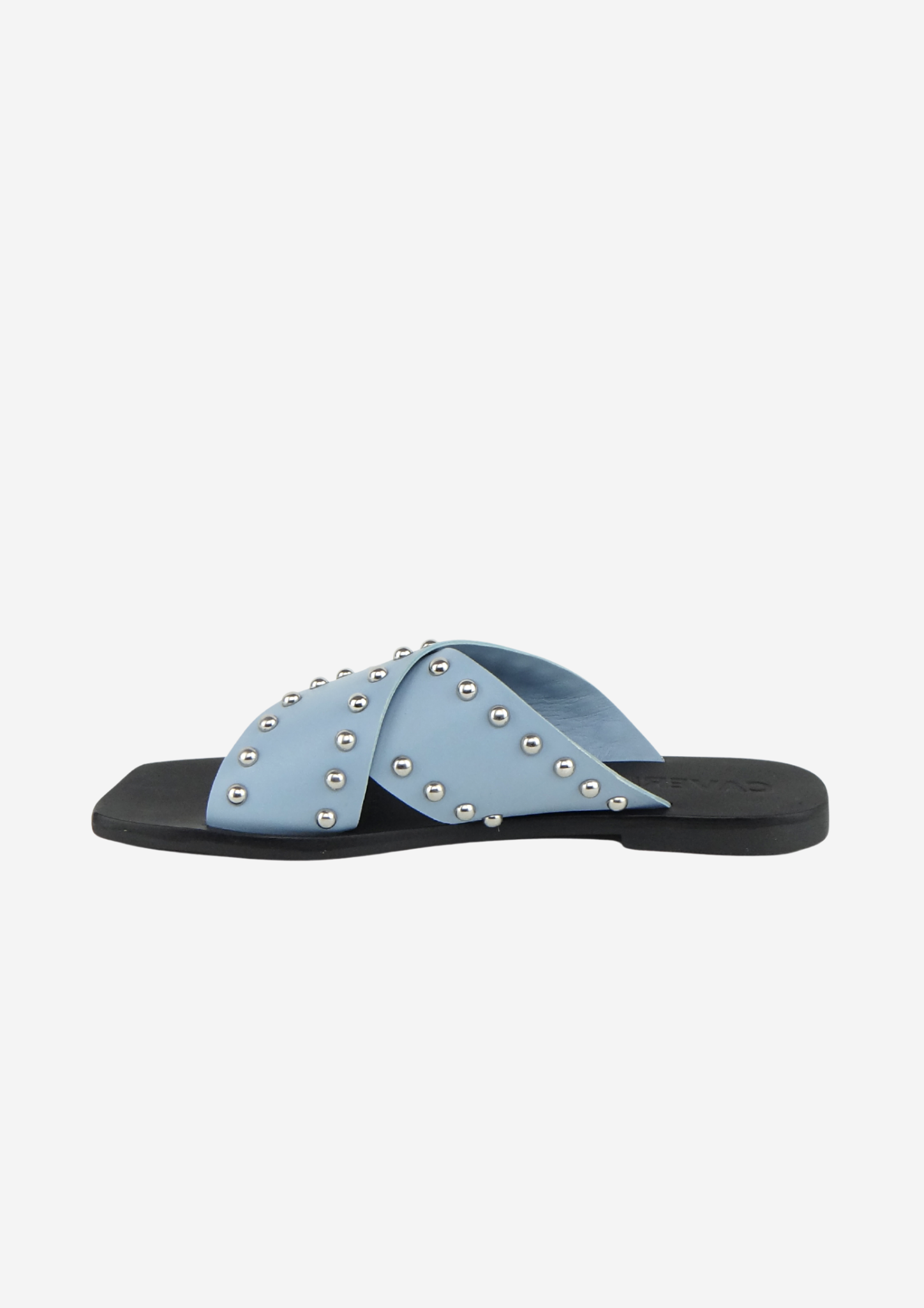 Caverley Shoes - River Slide - Womens - Leather Slides Ice Blue studs ...