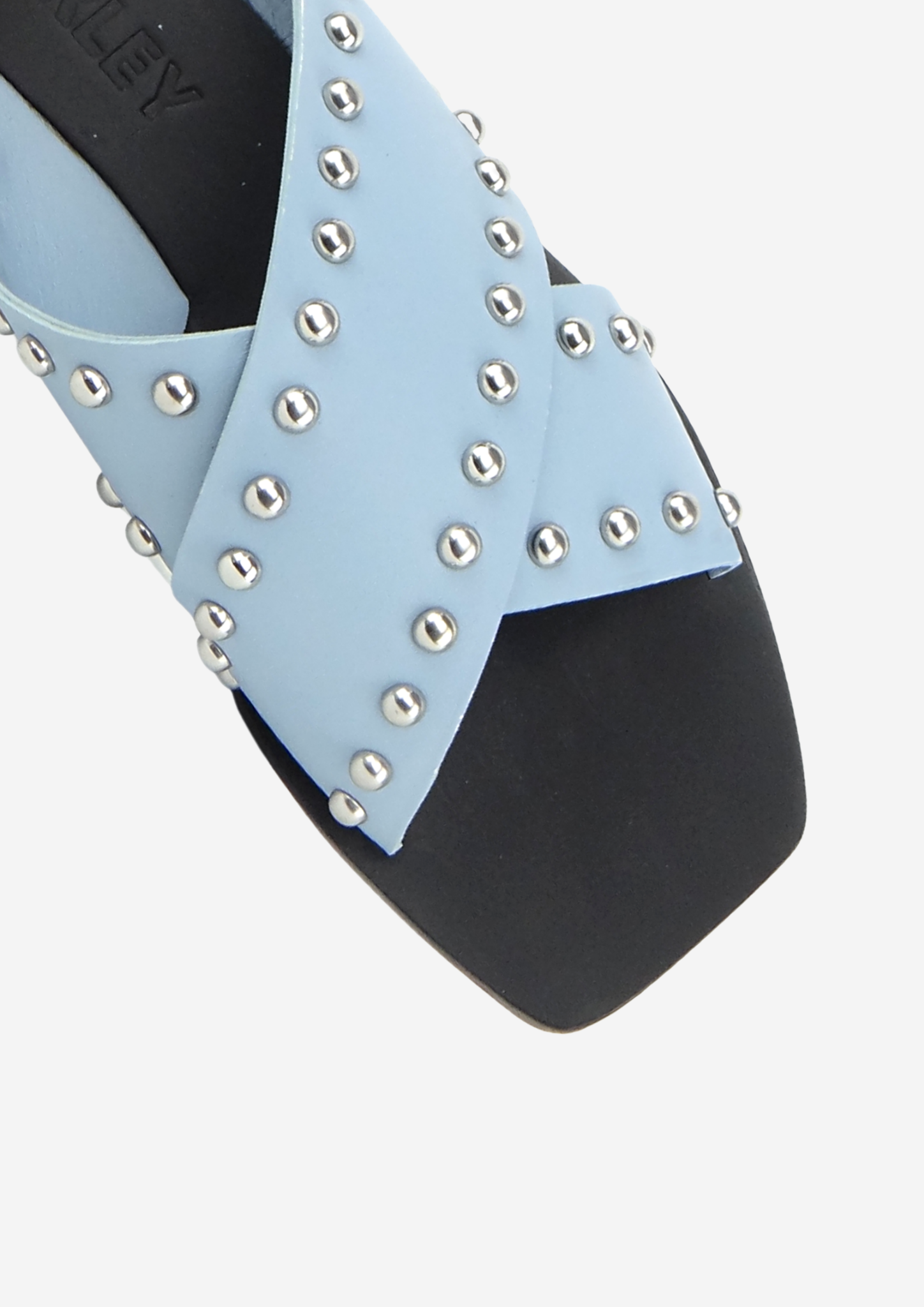 Caverley Shoes - River Slide - Womens - Leather Slides Ice Blue studs ...
