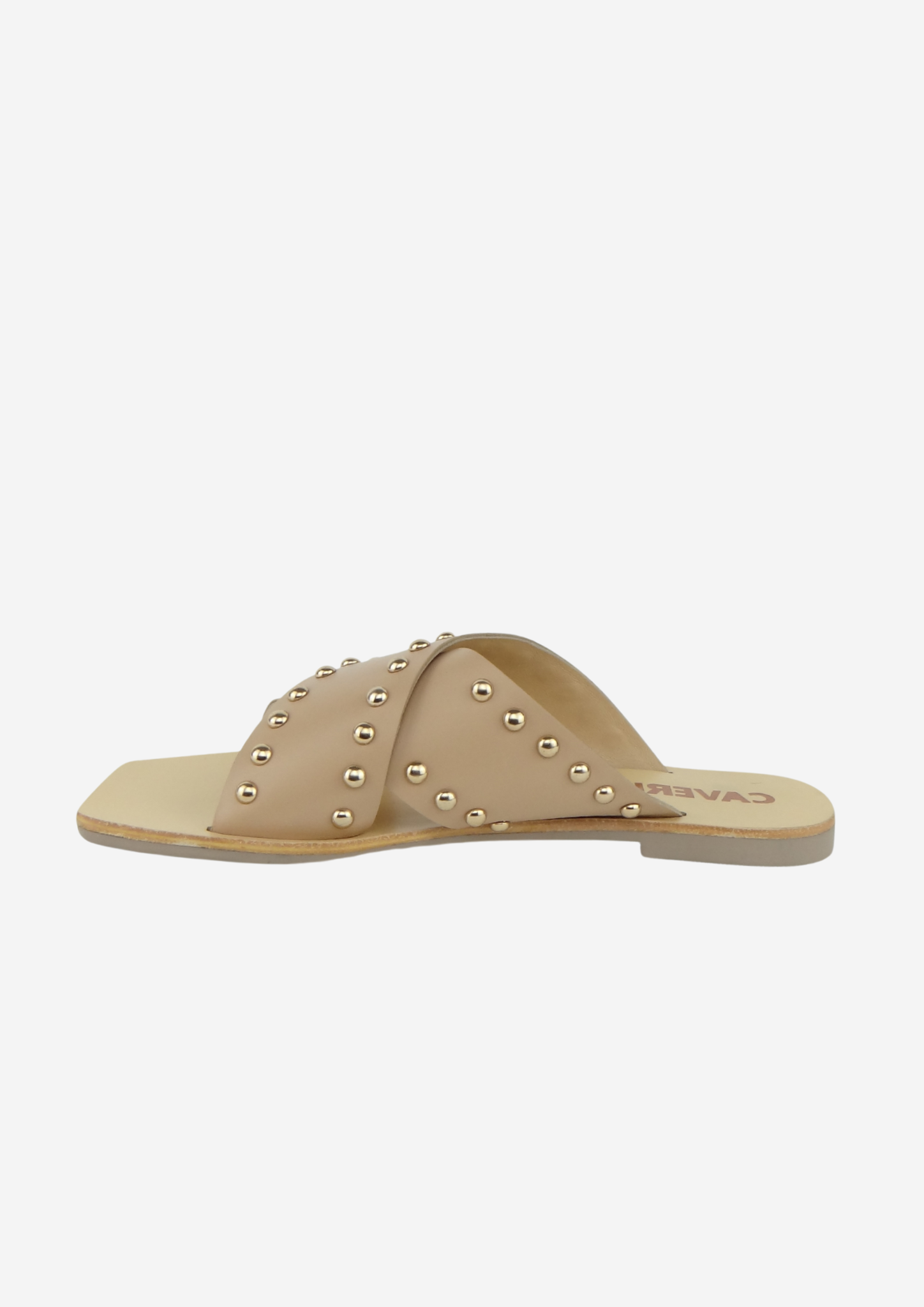 Caverley Shoes - River Slide - Womens - Leather Slides Taupe square toe ...