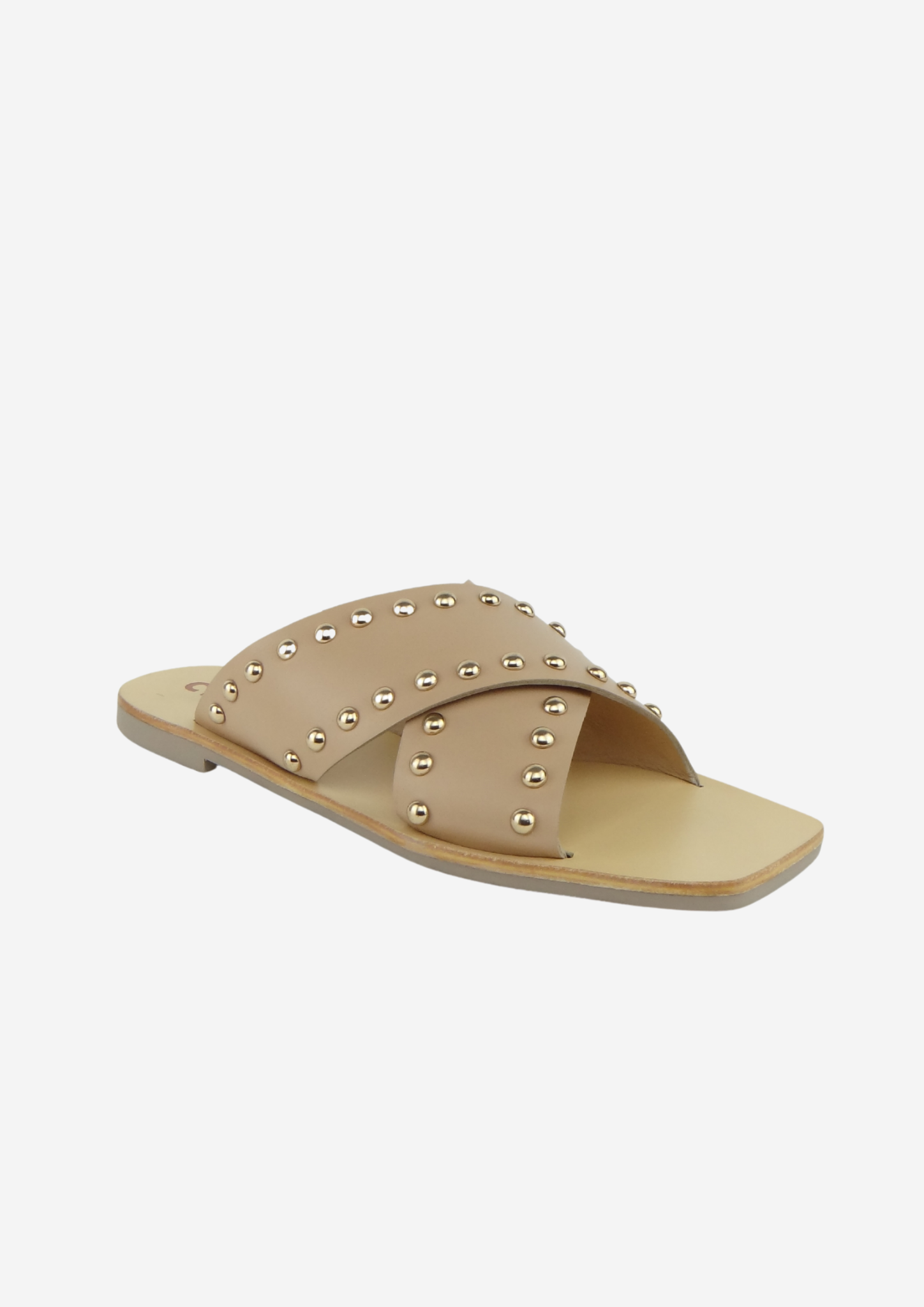 Caverley Shoes - River Slide - Womens - Leather Slides Taupe square toe ...