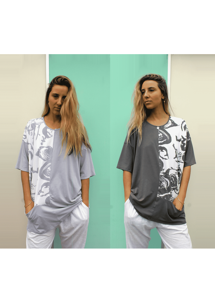 VALIA CLOTHING - Half Bay Tunic - Womens - Black/white – ELSHAM BOUTIQUE